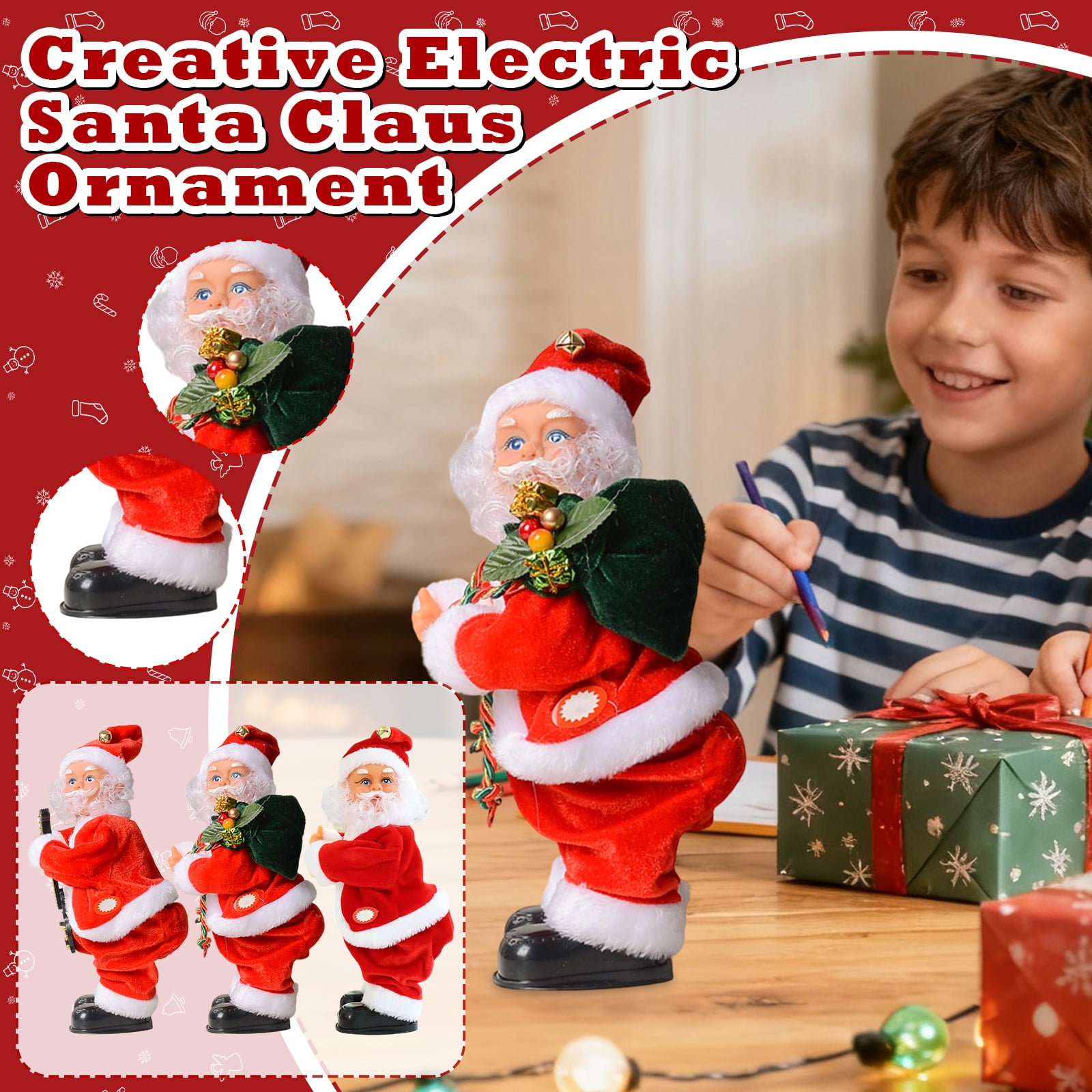 Creative Electric Santa Claus Ornament Figurine With Movable Action And ...