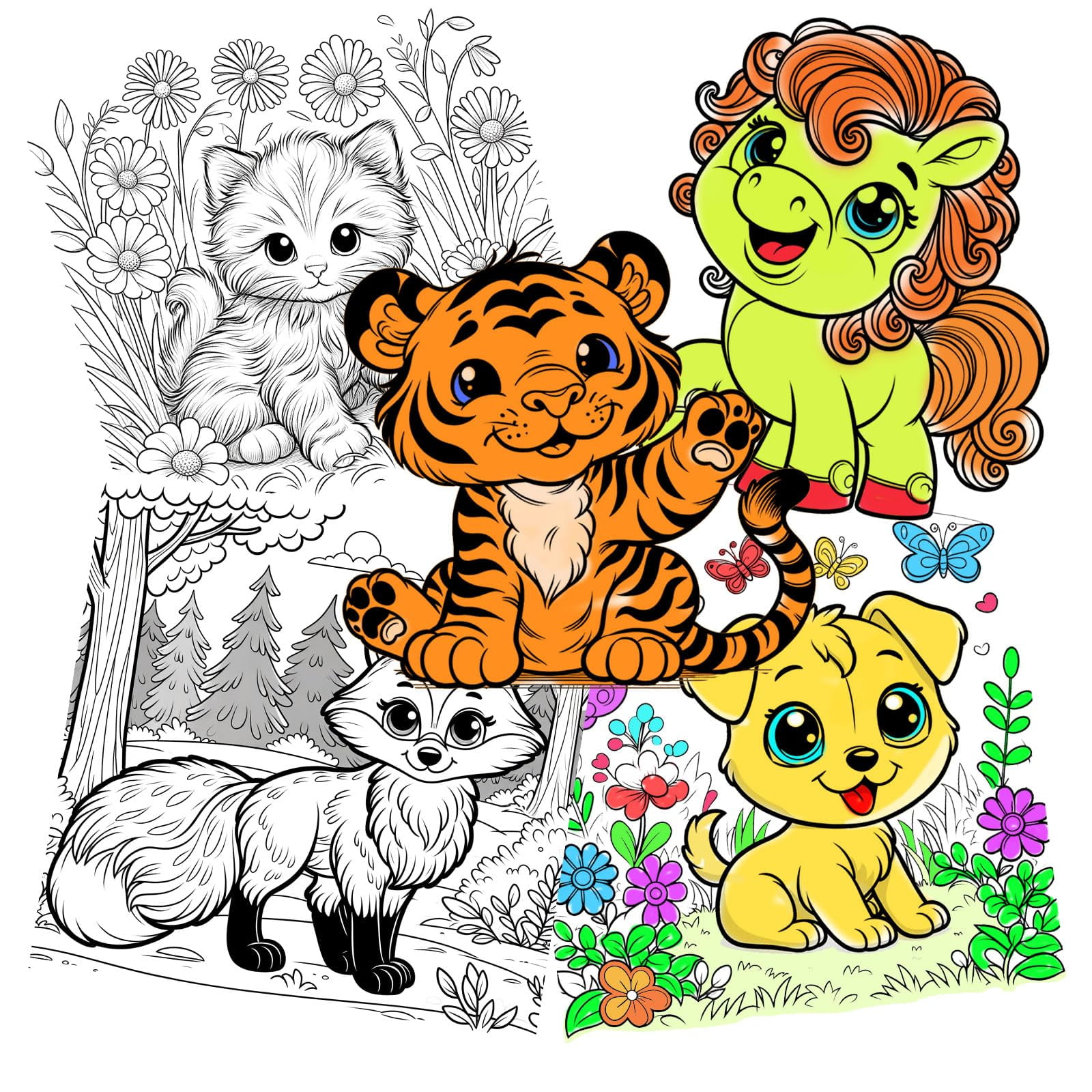 Creative Exploration Coloring Poster 5 Pack - Mixed Animals designed ...