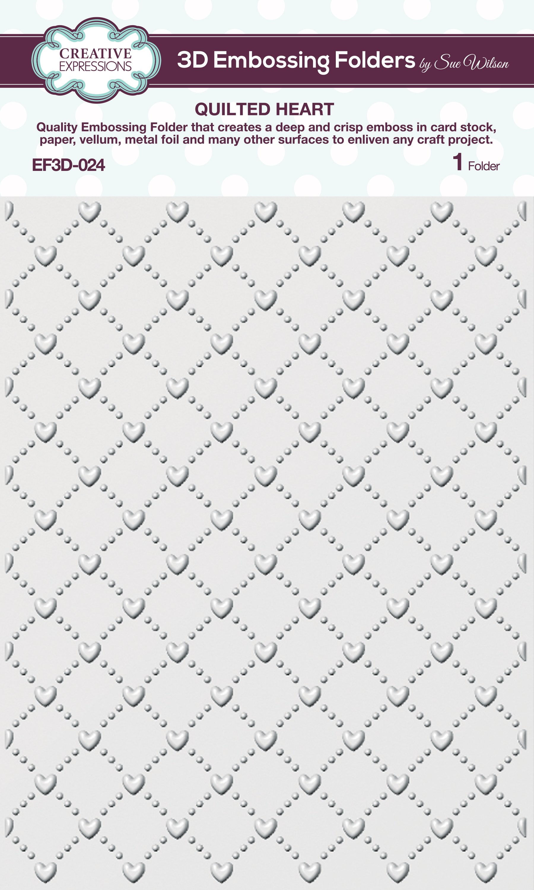 Creative Expressions Quilted Heart 3D 5 3/4 x 7 1/2 3D Embossing Folder ...