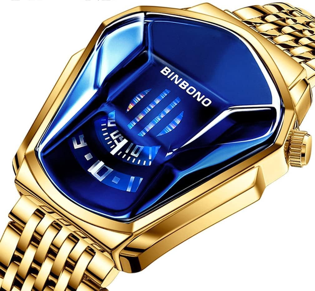 Creative Fashion Blue LED Binary Digital Watches Men's Stainless Steel ...