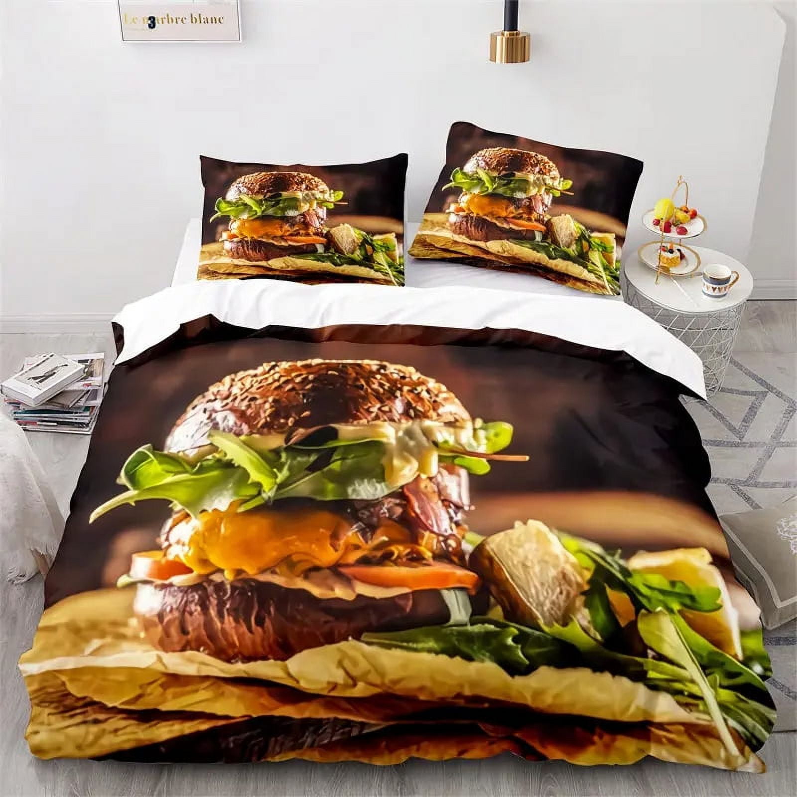 Creative Fast Food Duvet Cover Pizza Hamburger Print Comforter Cover ...
