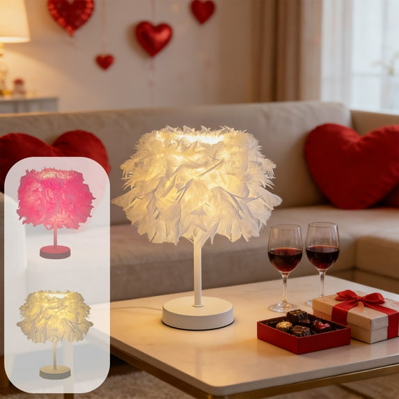 Creative Feather Table Lamp, High-End Luxurious Bedside Lamp with Iron ...
