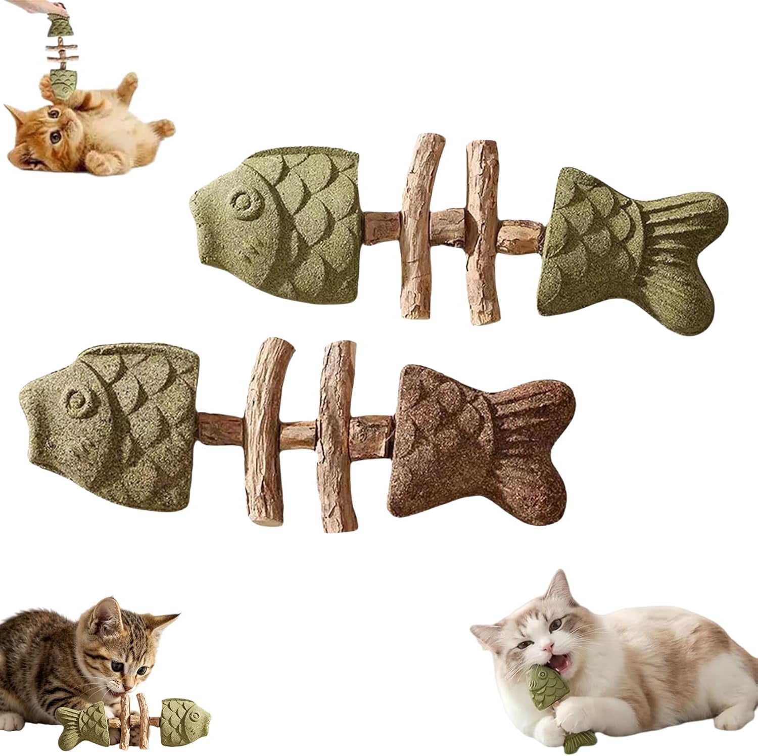 Creative Fish Bone Cat Dental Chew Toy - Fishbone Shape Catnip ...
