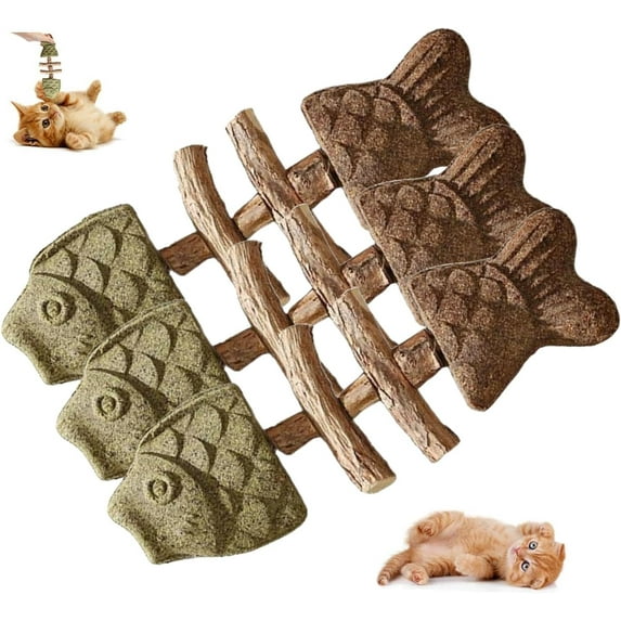 Creative Fish Bone Cat Toy – Wooden Catnip Teeth Cleaning Stick,Natural ...