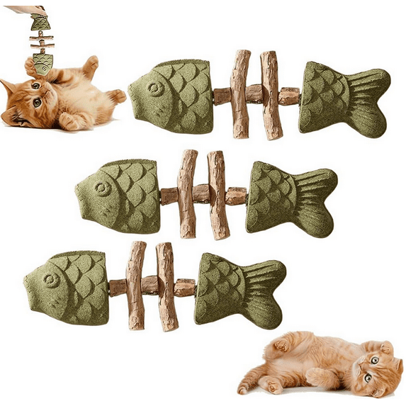 Creative Fish Bone Cat Toy – Wooden Catnip Teeth Cleaning Stick ...
