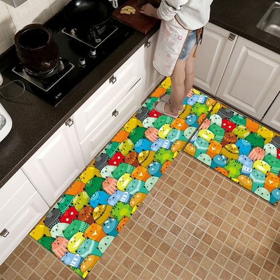 Creative Fish Print Floor Mat Long Strip Kitchen Carpet Oil Mat ...