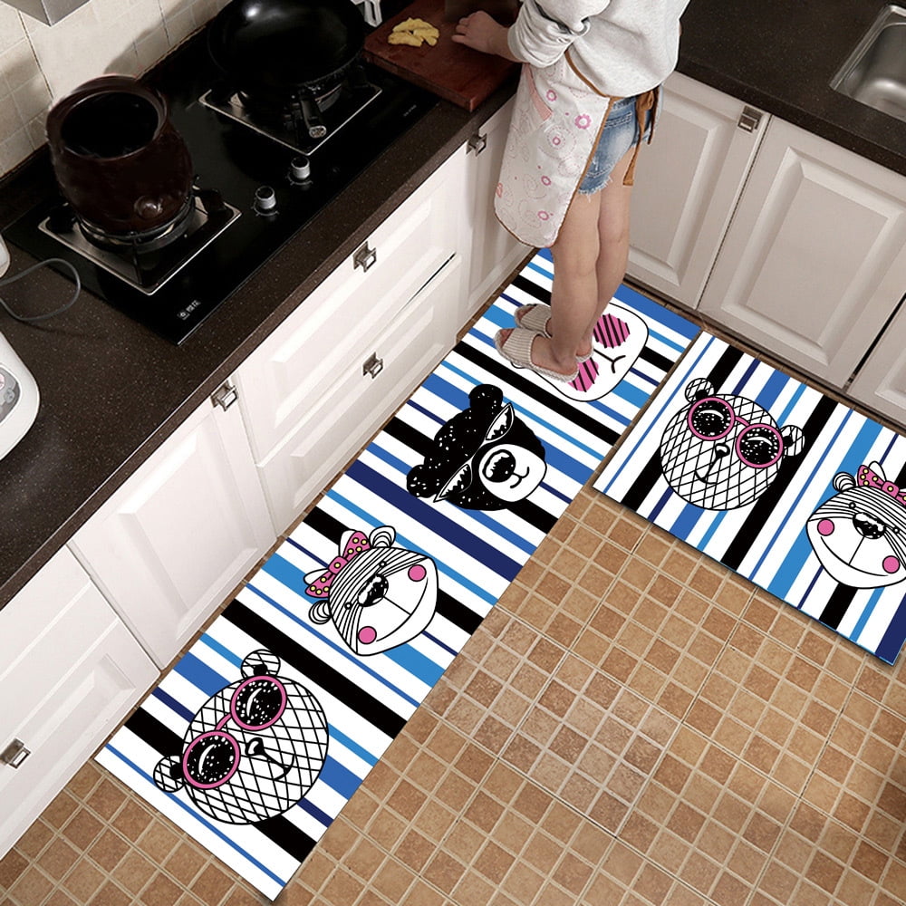 Creative Fish Print Floor Mat Long Strip Kitchen Carpet Oil Mat ...
