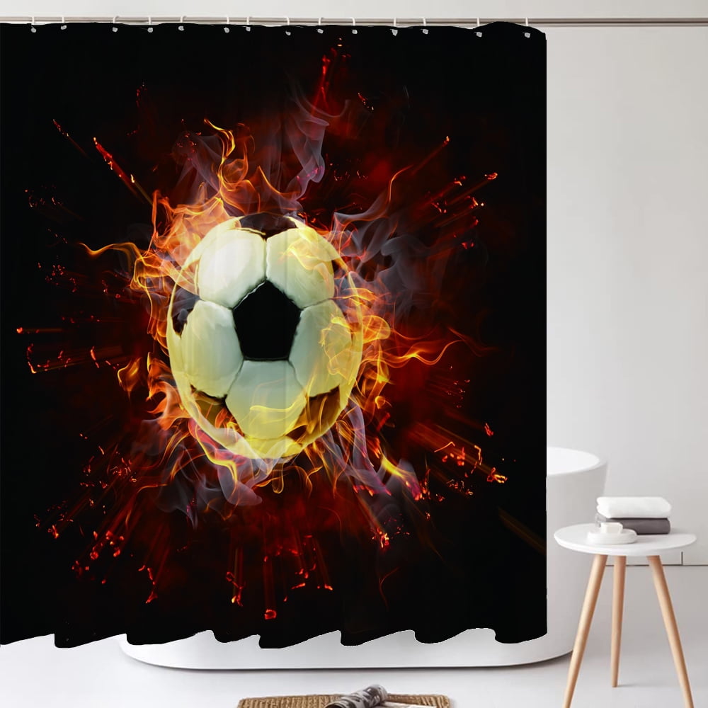 Creative Football 3d Bathroom Curtains Fabric Shower Curtain Set Bath ...