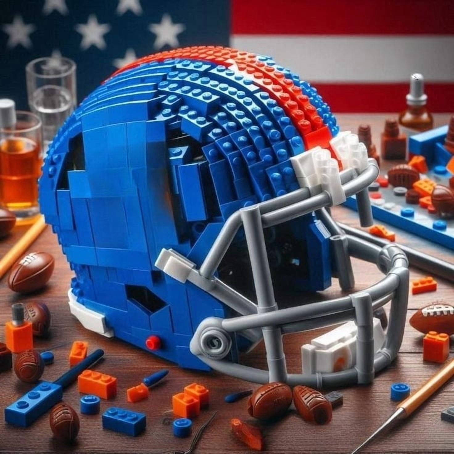 Creative Football Team Helmet Building Block Set, Novelty Building ...