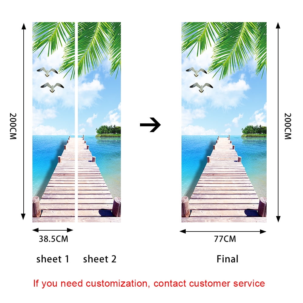 Creative Forest Door Stickers Adhesive 3D Wallpaper Landscape Natural ...