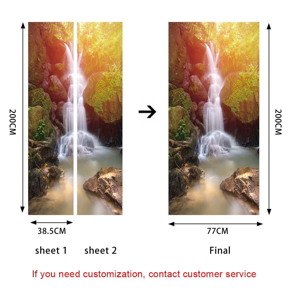 Creative Forest Door Stickers Adhesive 3D Wallpaper Landscape Natural ...