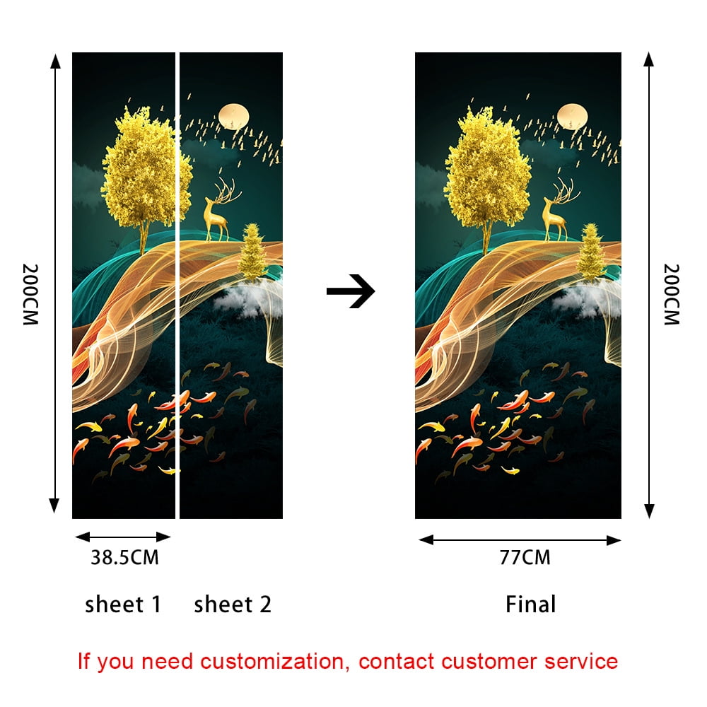 Creative Forest Door Stickers Adhesive 3D Wallpaper Landscape Natural ...