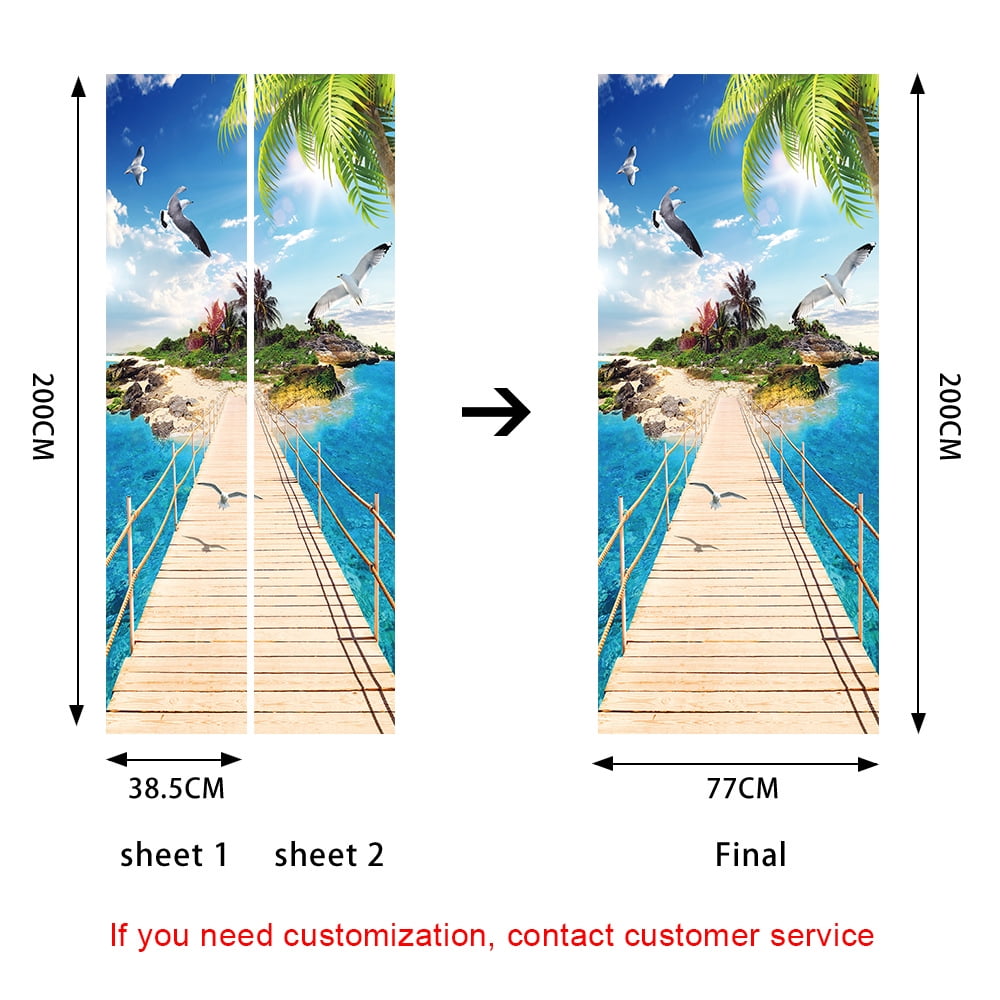 Creative Forest Door Stickers Adhesive 3D Wallpaper Landscape Natural ...