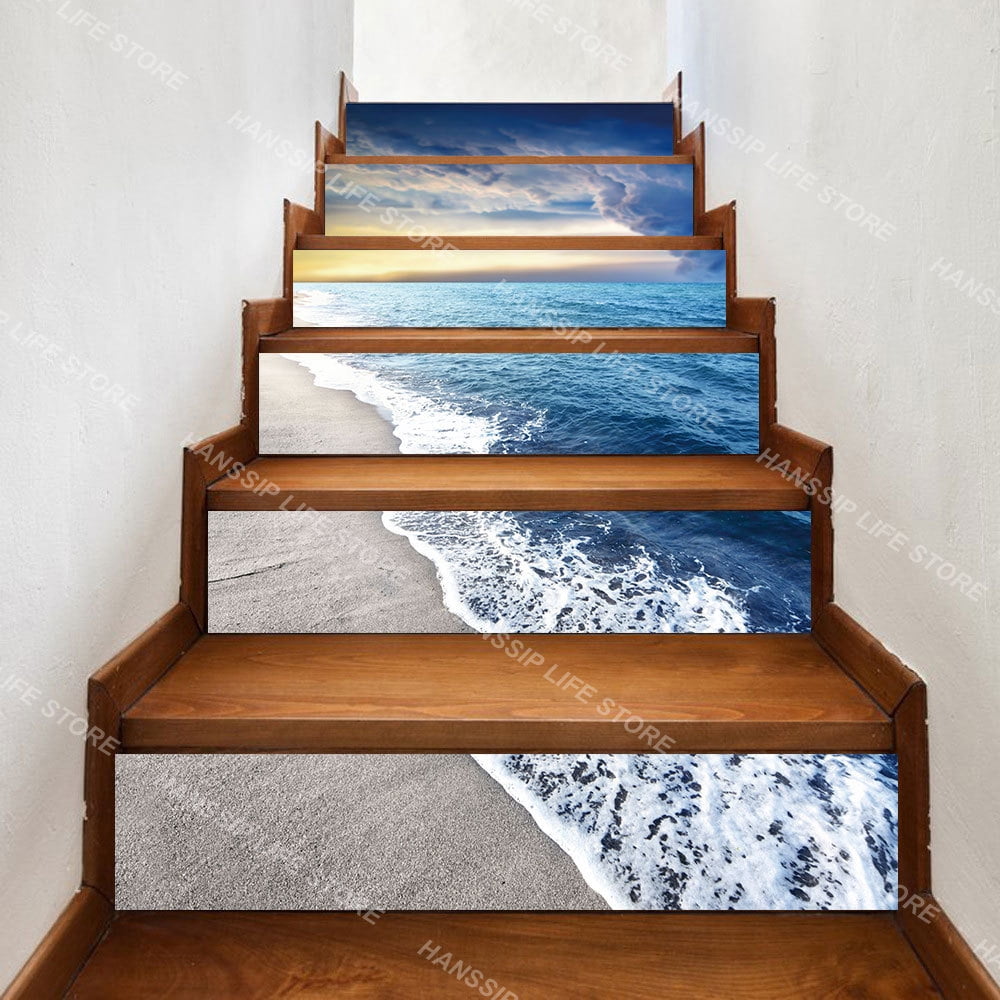 Creative Forest Waterfall Landscape Stair Stickers Waterproof Cherry ...