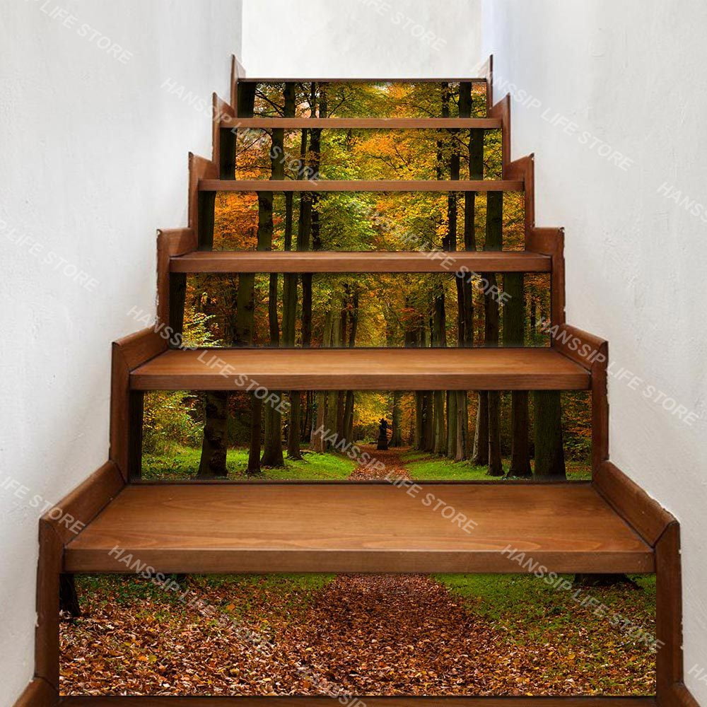 Creative Forest Waterfall Landscape Stair Stickers Waterproof Cherry ...