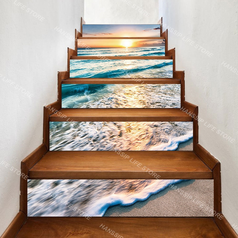 Creative Forest Waterfall Landscape Stair Stickers Waterproof Cherry ...