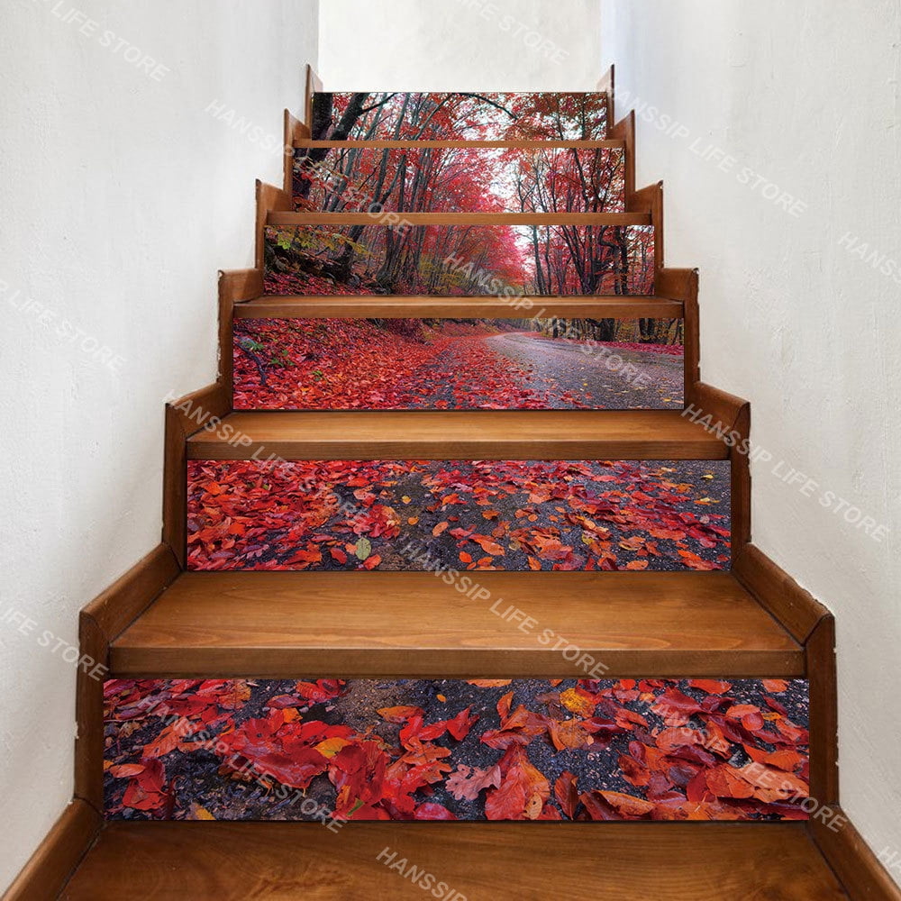 Creative Forest Waterfall Landscape Stair Stickers Waterproof Cherry ...