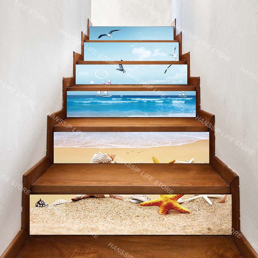 Creative Forest Waterfall Landscape Stair Stickers Waterproof Cherry ...