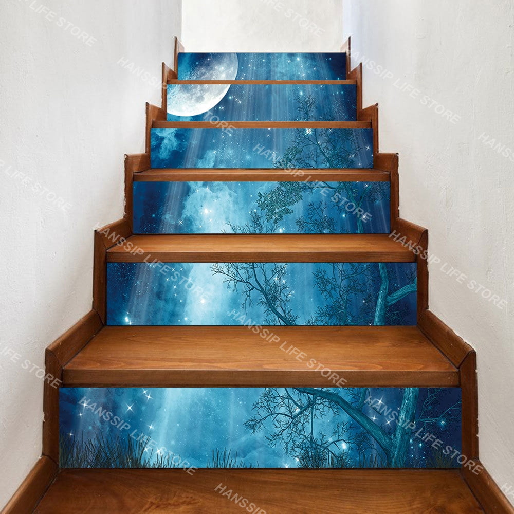 Creative Forest Waterfall Landscape Stair Stickers Waterproof Cherry ...