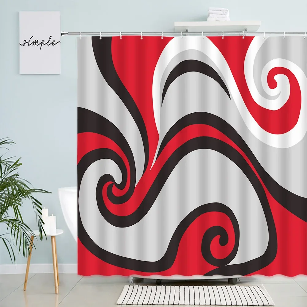 Creative Geometric Shower Curtains Grey Black Red Abstract Art Print ...