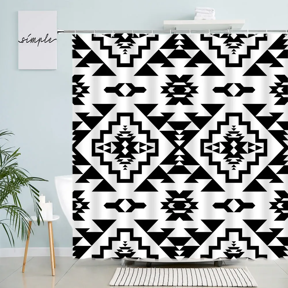 Creative Geometric Shower Curtains Retro Ethnic Style Design Pattern ...