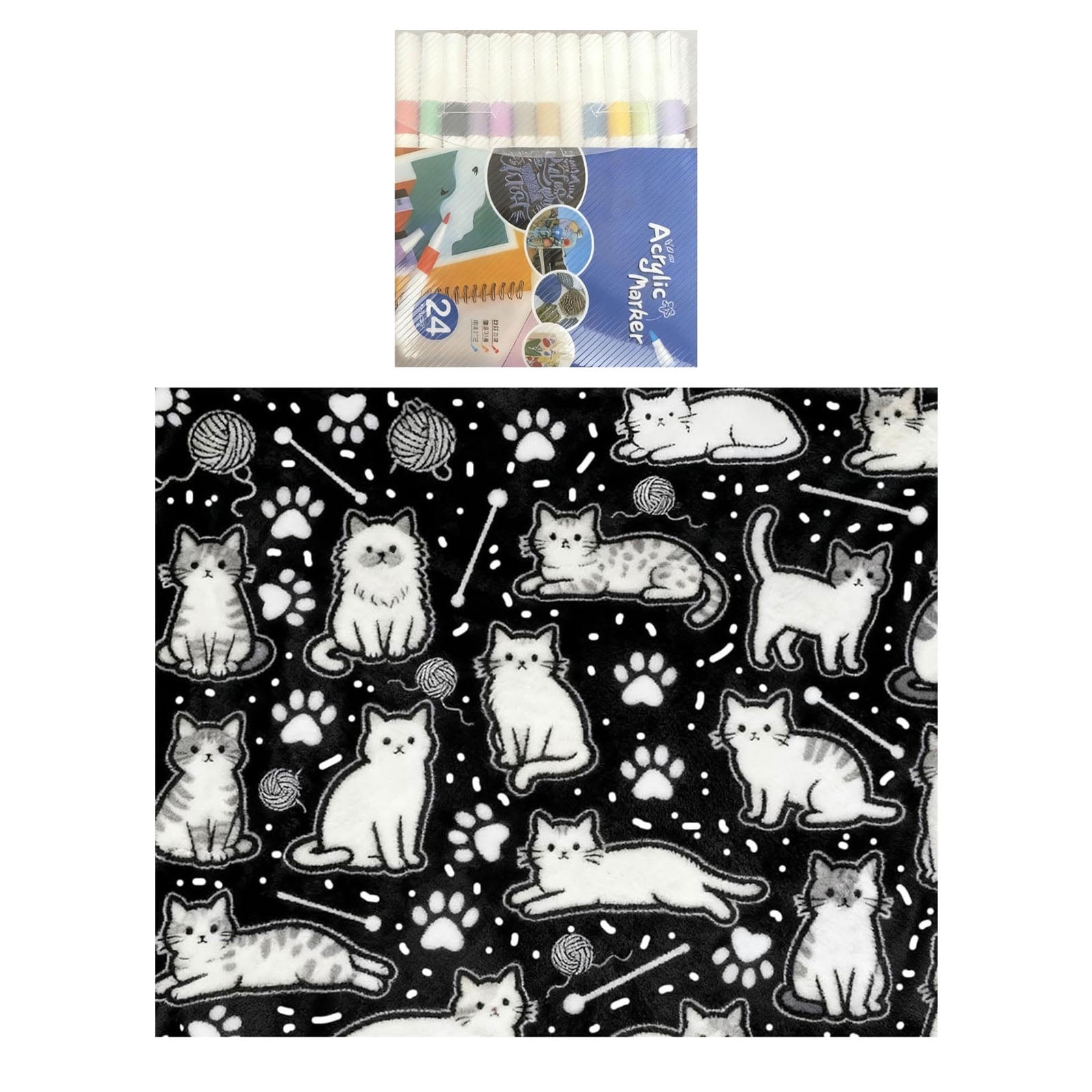 Creative Gift for Adults DIY Coloring Blanket Kit with 24 Markers Color ...