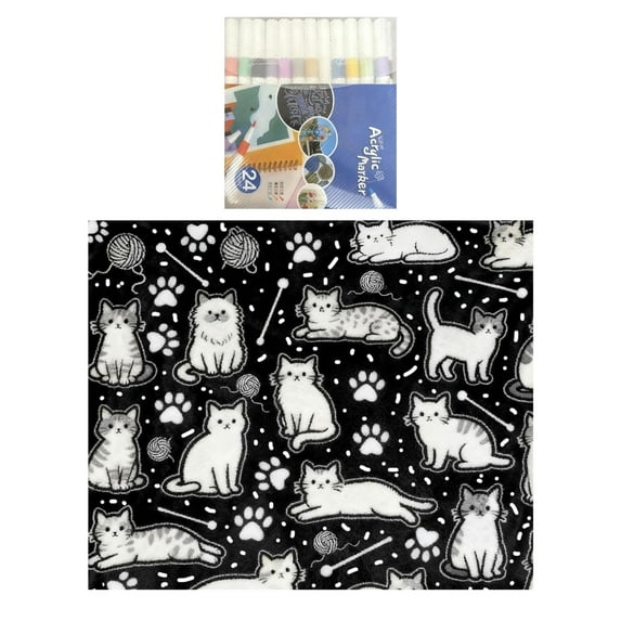 Creative Gift for Adults DIY Coloring Blanket Kit with 24 Markers Color ...