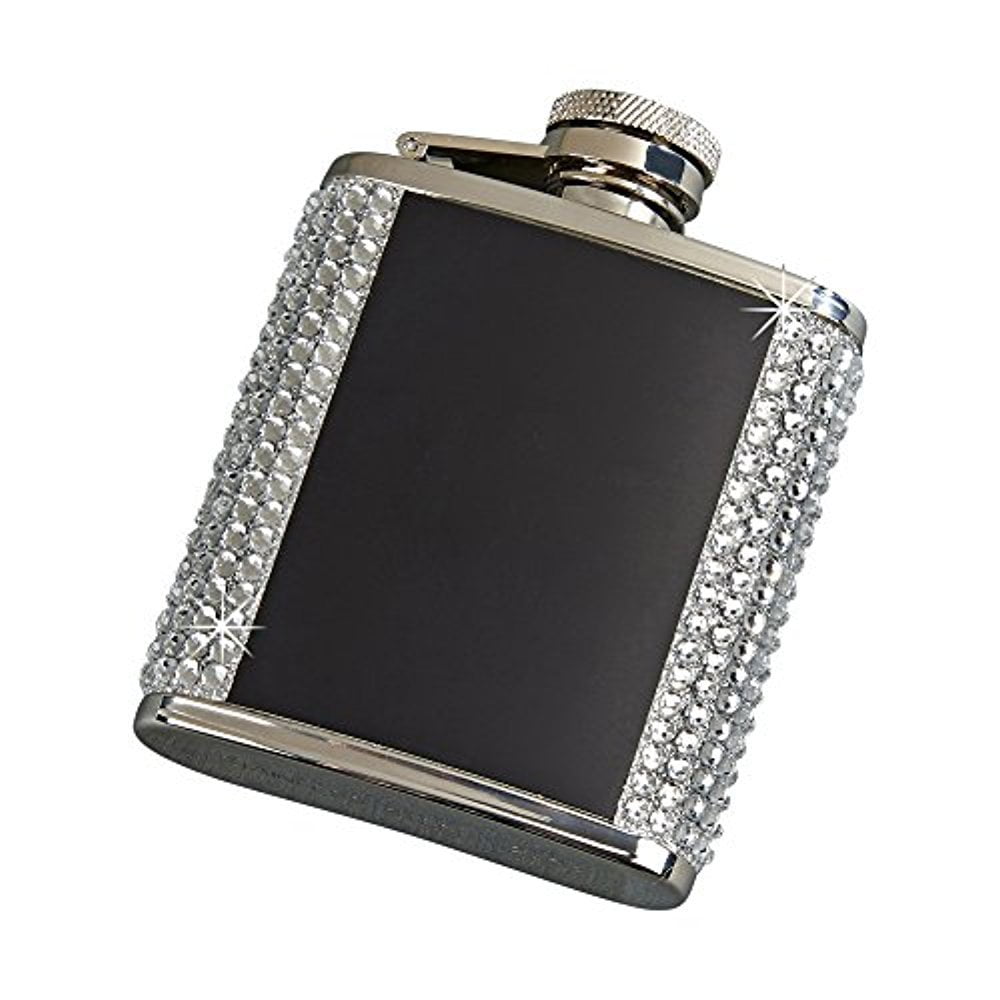 Creative Gifts Crystal Flask W/Black ENG Plates - Walmart.com