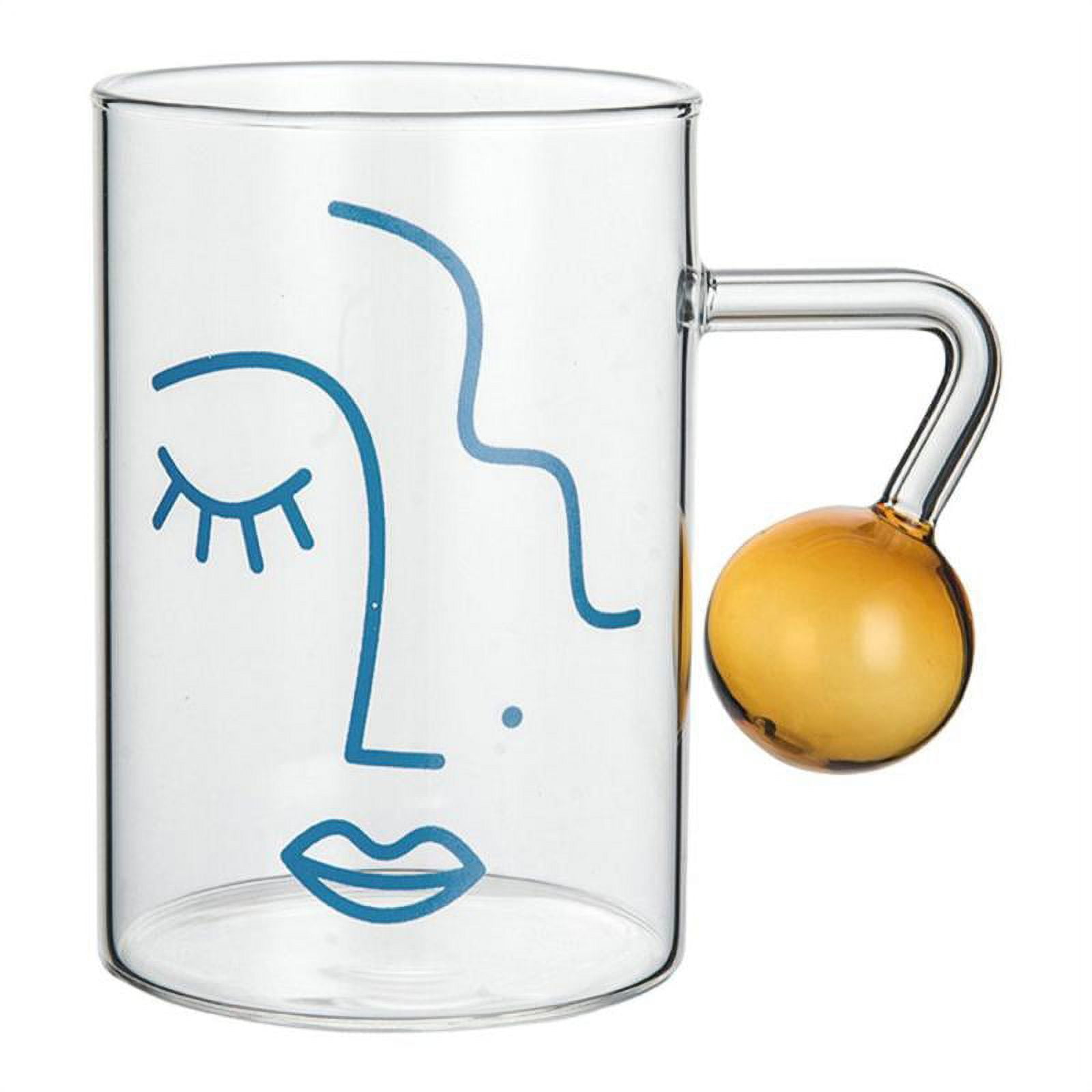 Creative Glass Mug with Ball Handle 400/270ml Home Office Cafe Cold ...