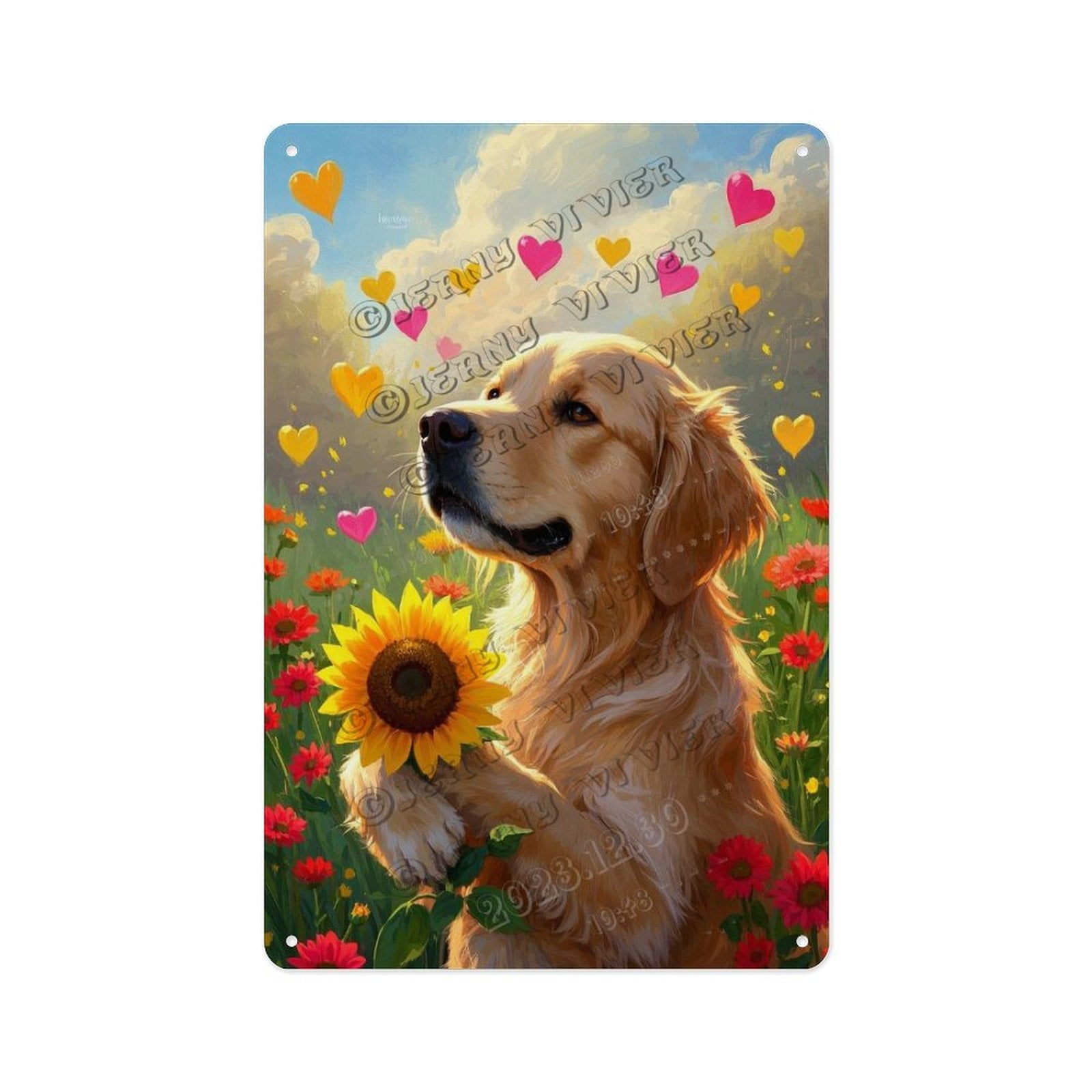 Creative Golden Retriever Sunflower Decorative Tin Sign 8x12 Inch ...