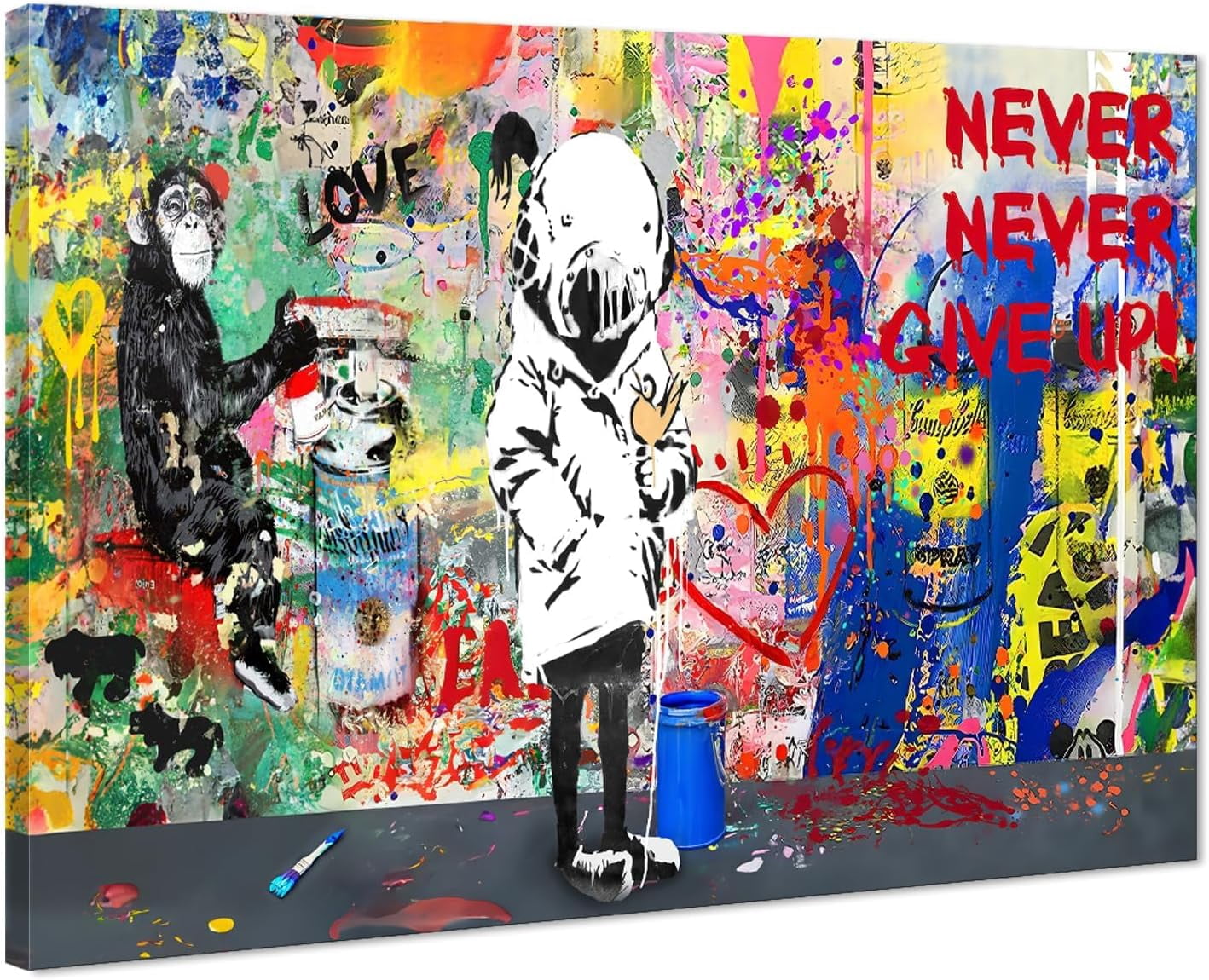 Creative Graffiti Wall Art Colorful Canvas Print Poster Modern Girl ...
