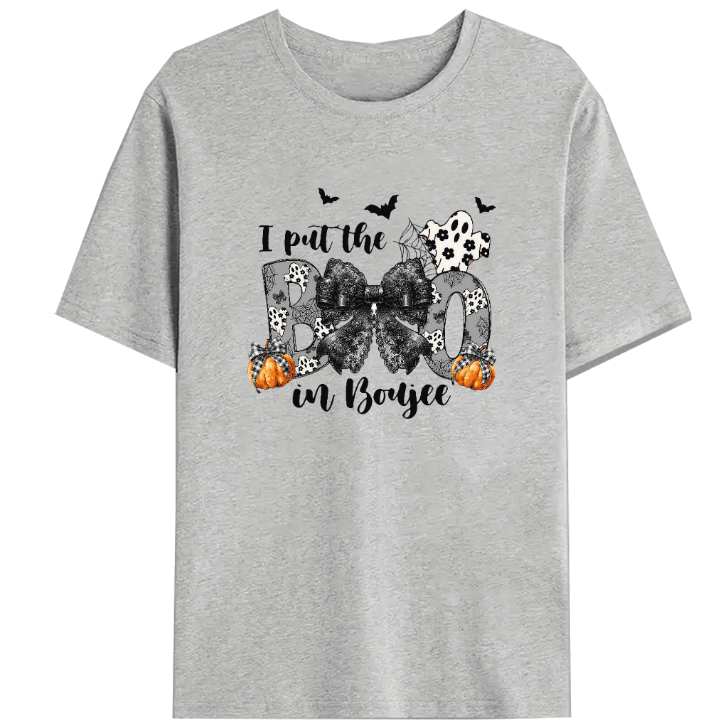 Creative Graphic Tee,Tops Has"I Put The Boo In Boujee"Letter With ...