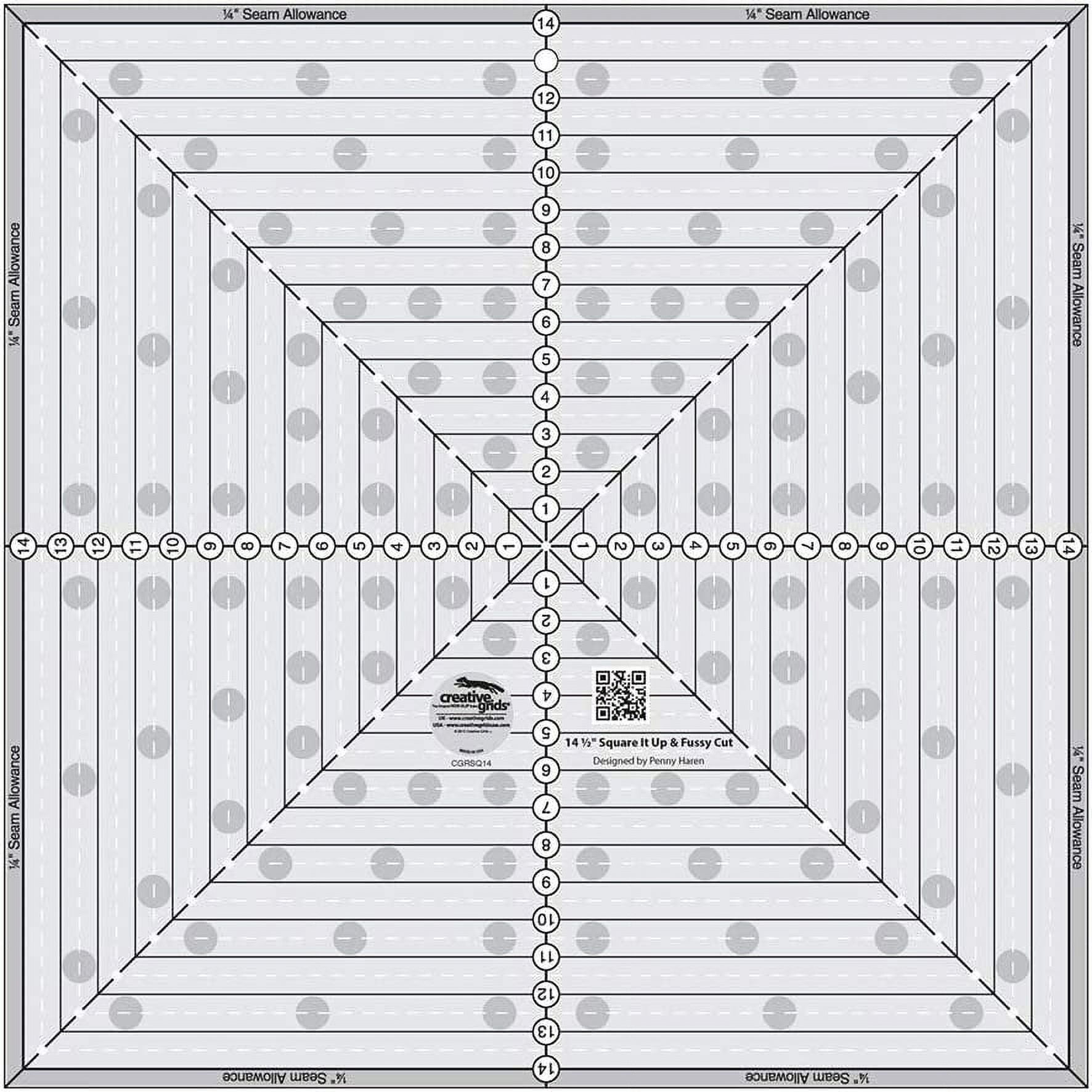 Creative Grids 14-1/2in Square It Up or Fussy Cut Square Quilt Ruler ...