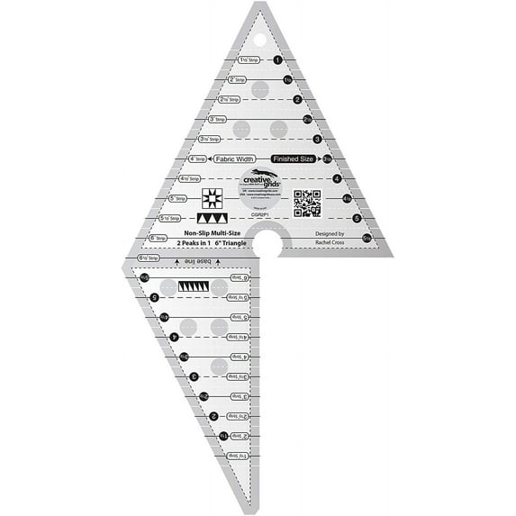 Creative Grids 2 Peaks In 1 Multi-Size Triangle Quilt Ruler (CGR2P1 ...