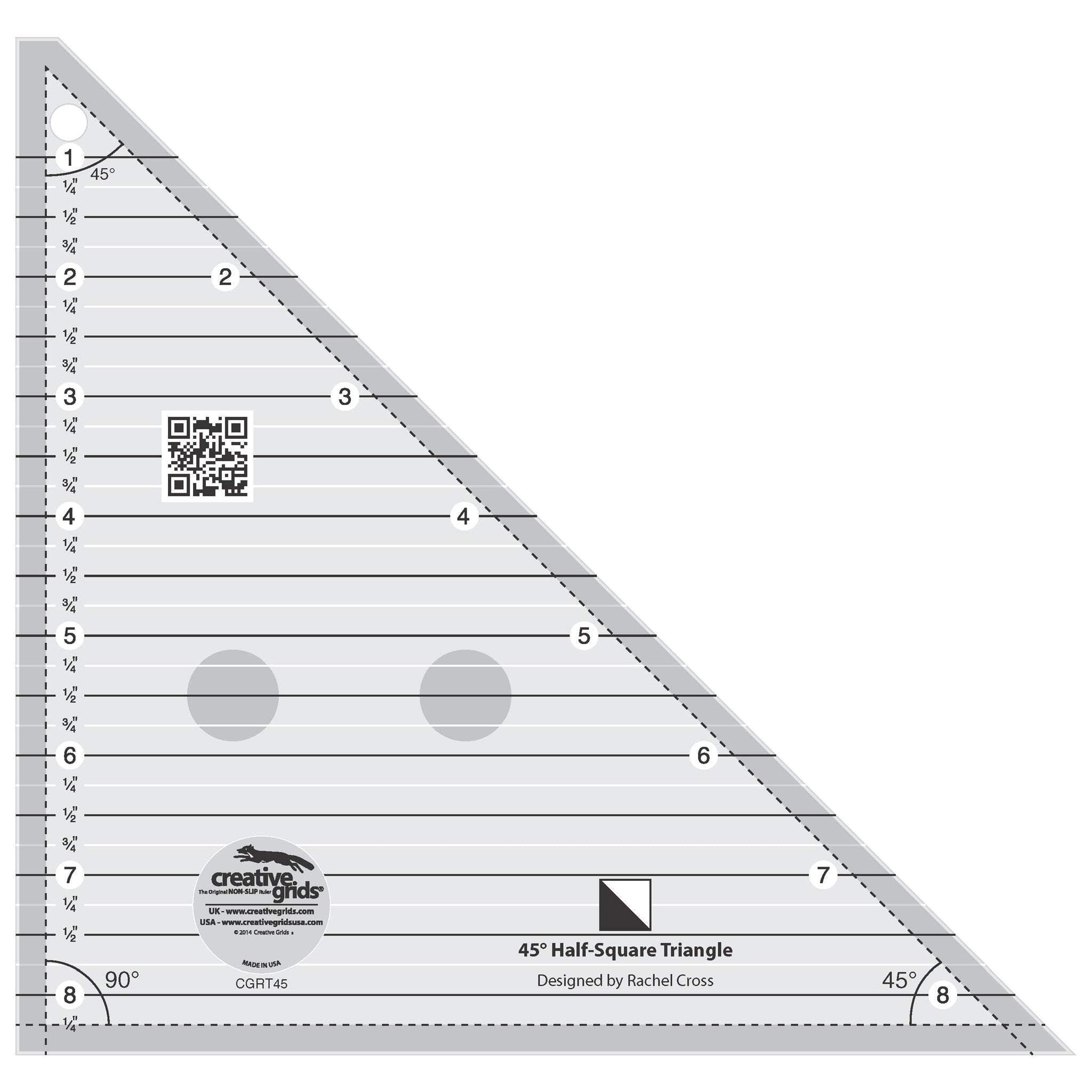 Creative Grids 45 Degree Half-Square Triangle Quilt Ruler (CGRT45 ...