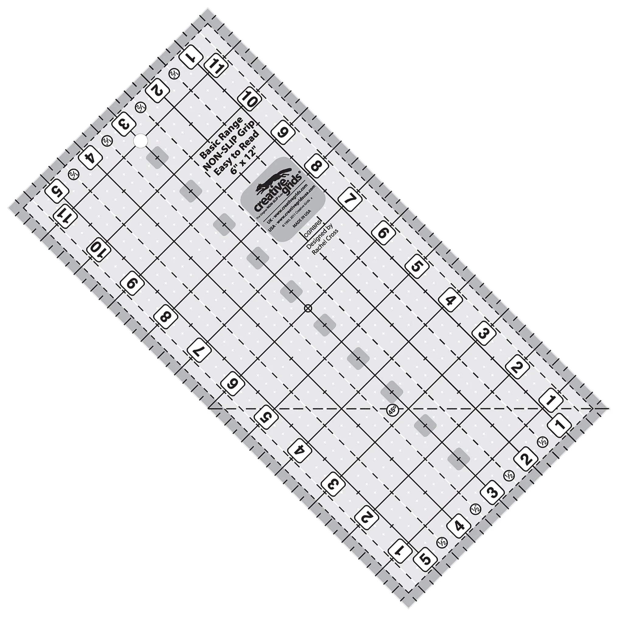 Creative Grids Basic Range 6" x 12" Acrylic Rectangle Ruler for Quilt Sewing - Walmart.com