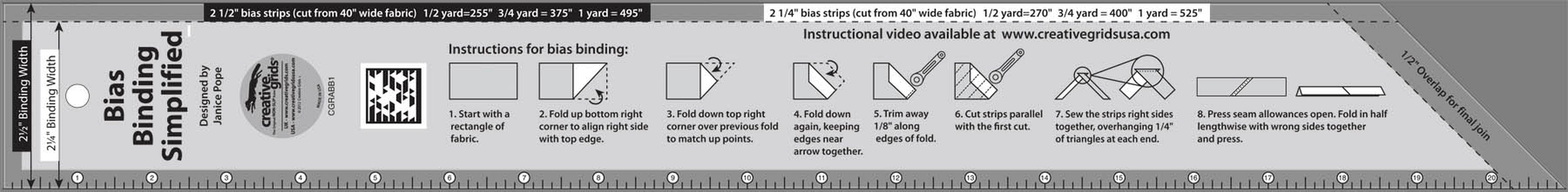 Creative Grids Bias Binding Simplified Ruler - Walmart.com