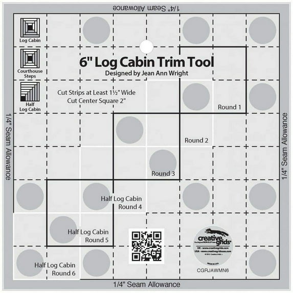 Creative Grids 6" Curvy Log Cabin Trim Tool, Quilting Ruler Template ...