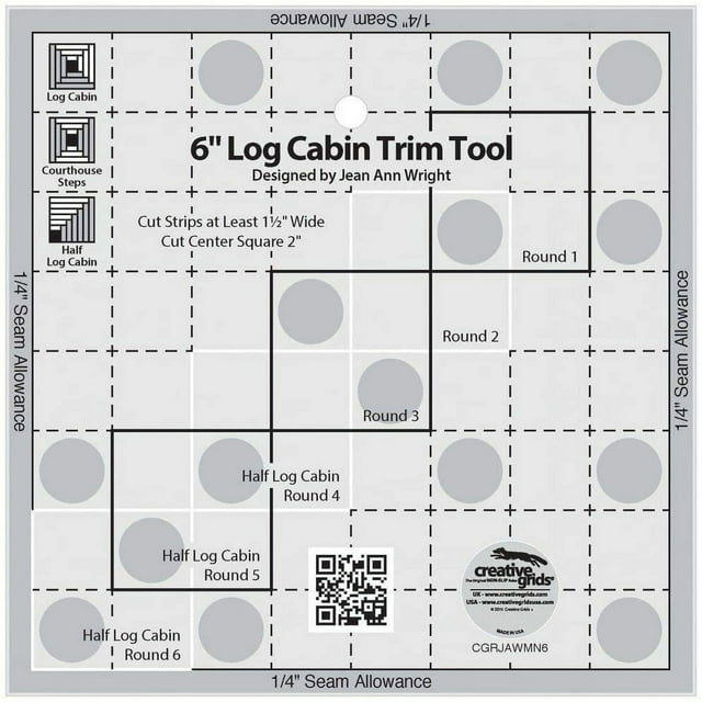 Creative Grids 6" Curvy Log Cabin Trim Tool, Quilting Ruler Template ...