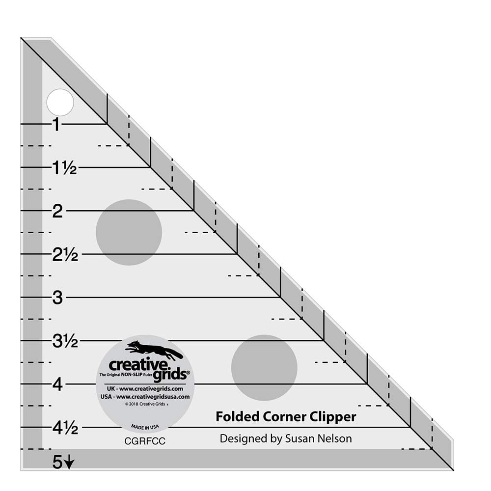 Creative Grids Folded Corner Clipper Acrylic Quilt Tool Ruler, 5in x ...