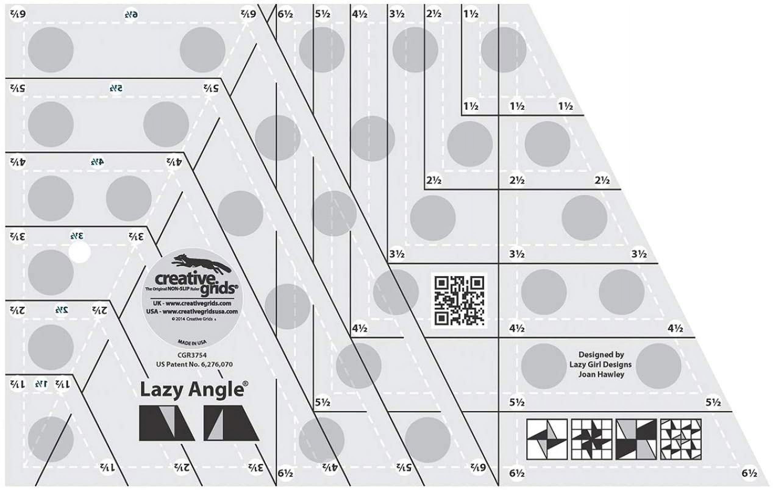 Creative Grids Lazy Angle Ruler for Shape Cut Craft Sewing - Walmart.com