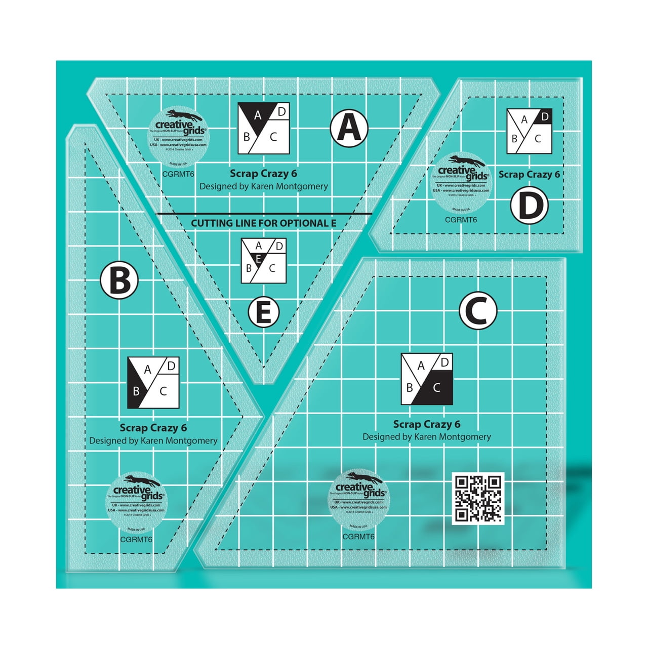 Creative Grids Scrap Crazy 6 Templates Quilt Ruler - Walmart.com