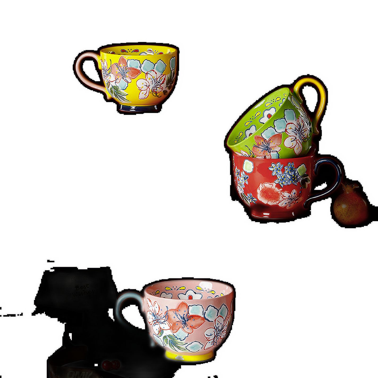 Creative Hand-Painted Heavy-Color Ceramic Cups, High-Looking Couple Cup ...