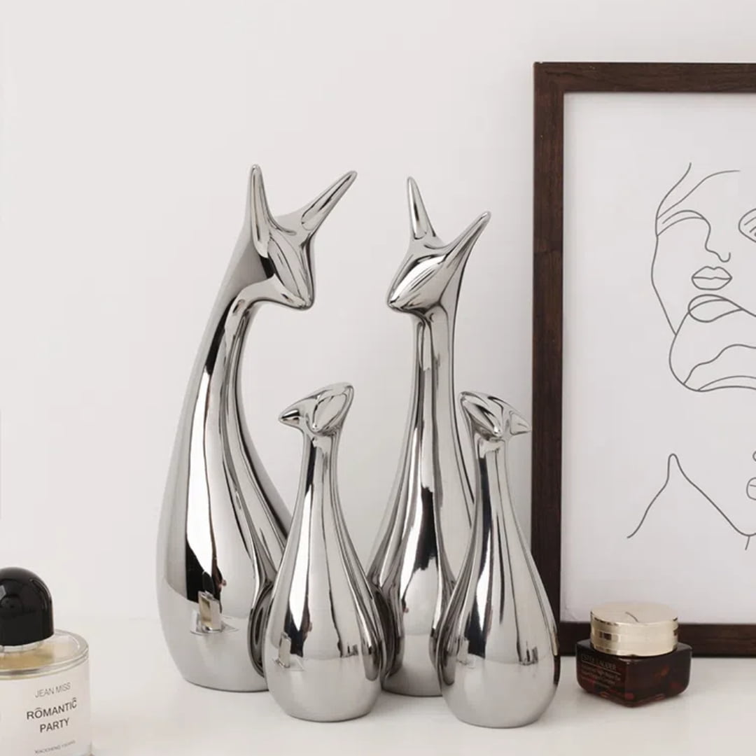 Creative 'Happy Deer Family' Silver-Plated Ceramic Decor - TV Cabinet ...