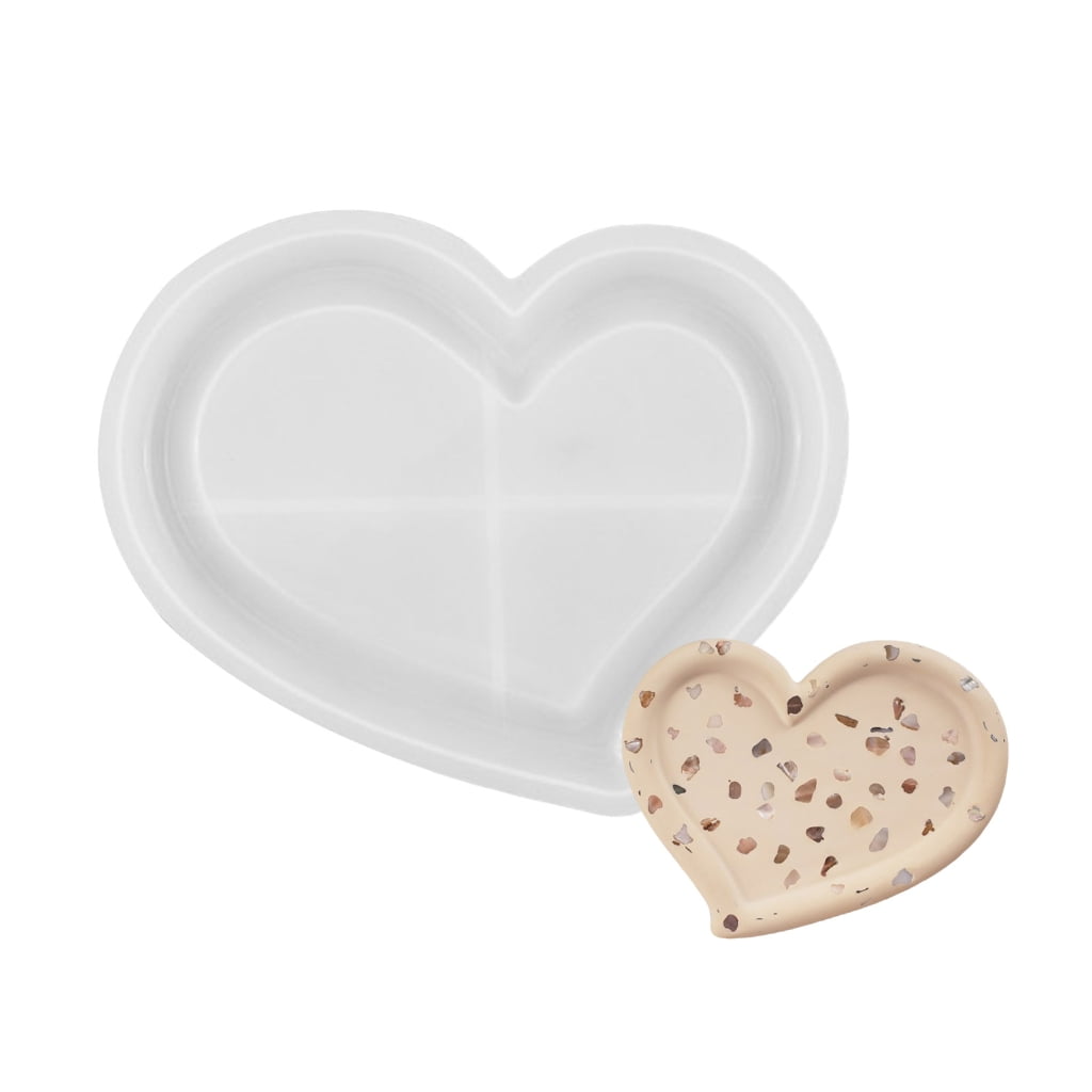 Creative Heart Shape Silicone Mold for Resin Plaster and Cement Trays ...