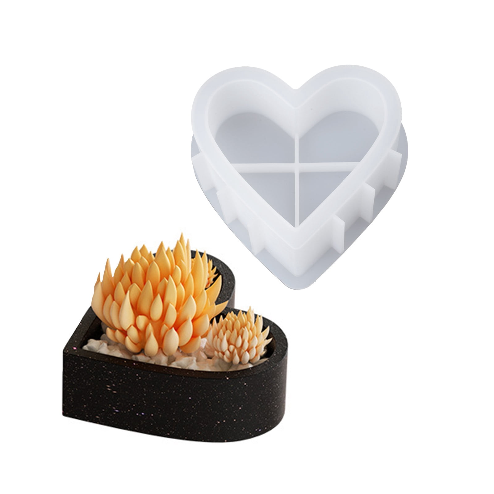 Creative Heart Shaped Silicone Mold Cups and Planter Making Mould Epoxy ...