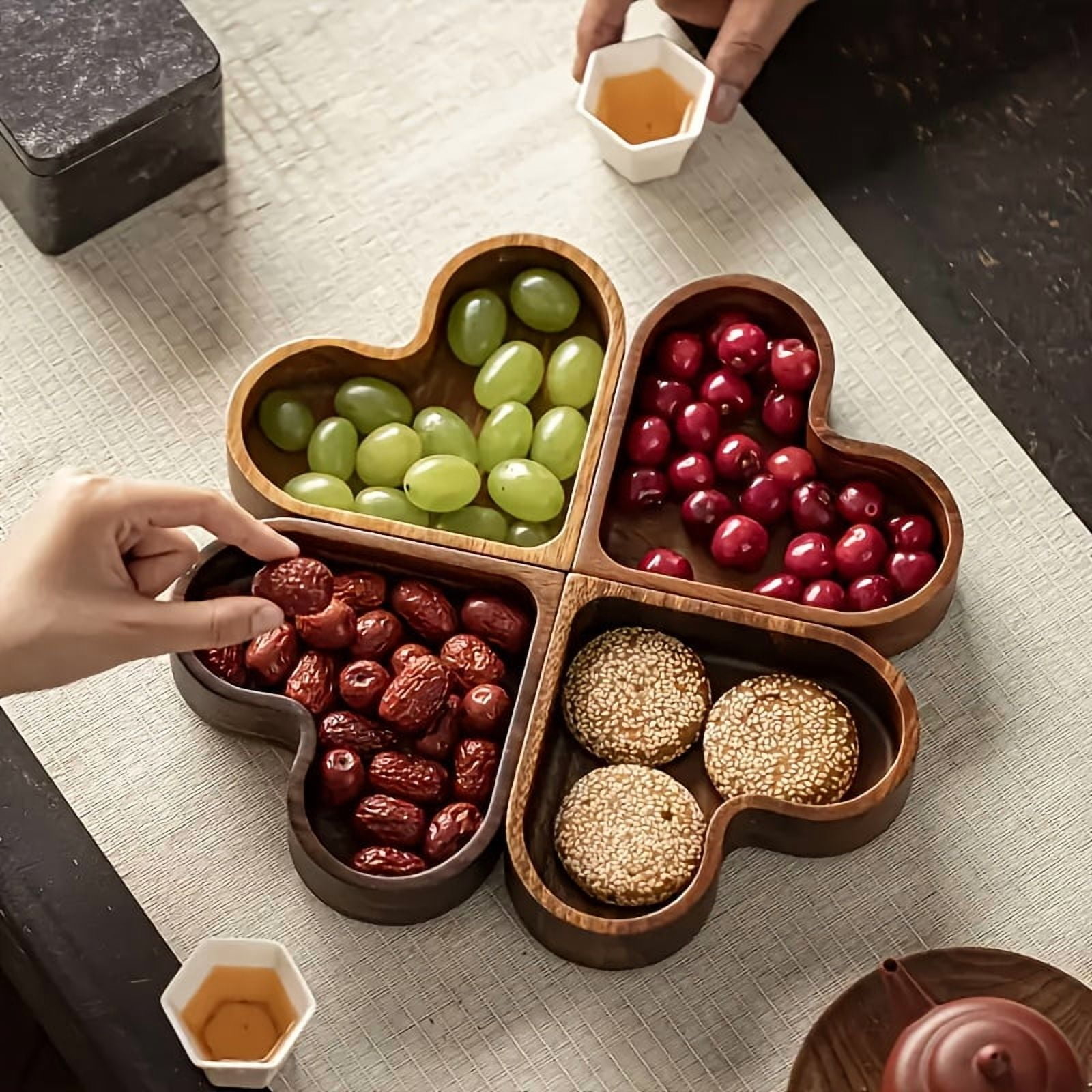 Creative Heart Shaped Walnut Wood Tray Ideal For Nuts Fruits And Snacks ...