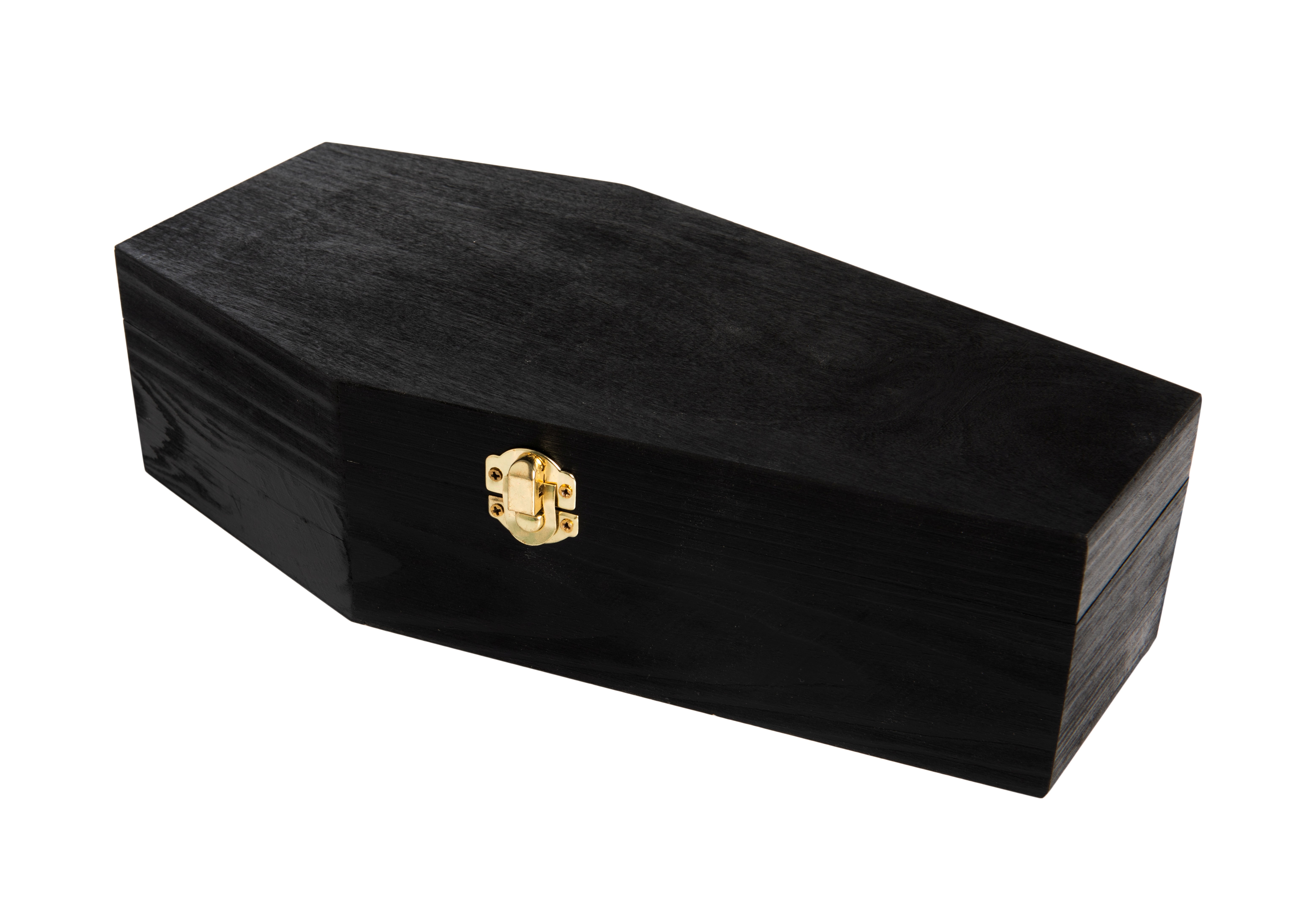 Creative Hobbies 12" Black Painted Wood Coffin Box - Halloween Coffin ...