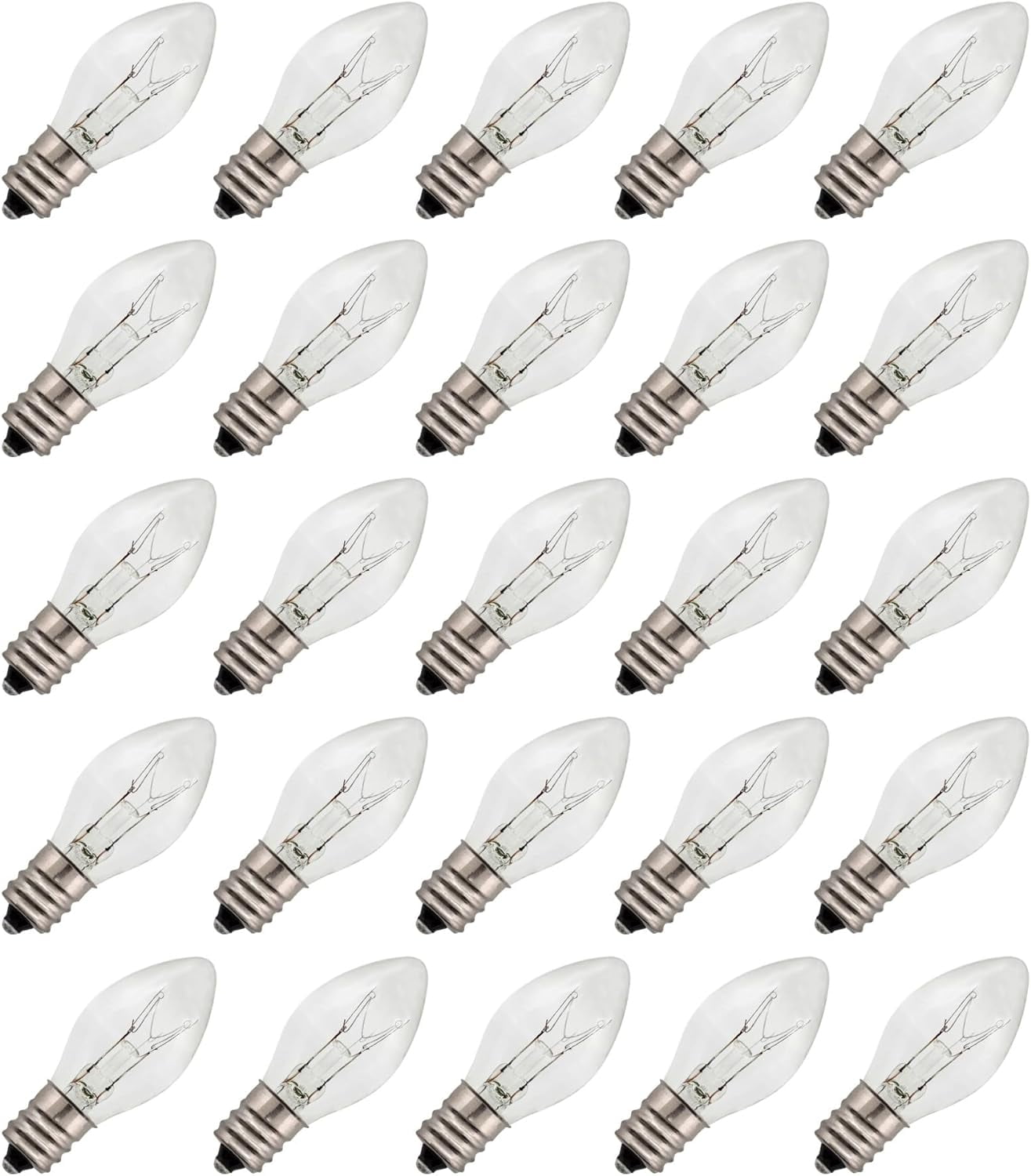 Creative Hobbies C7 Night Light Bulbs 25 Pack 7 Watt E12 Candelabra ...