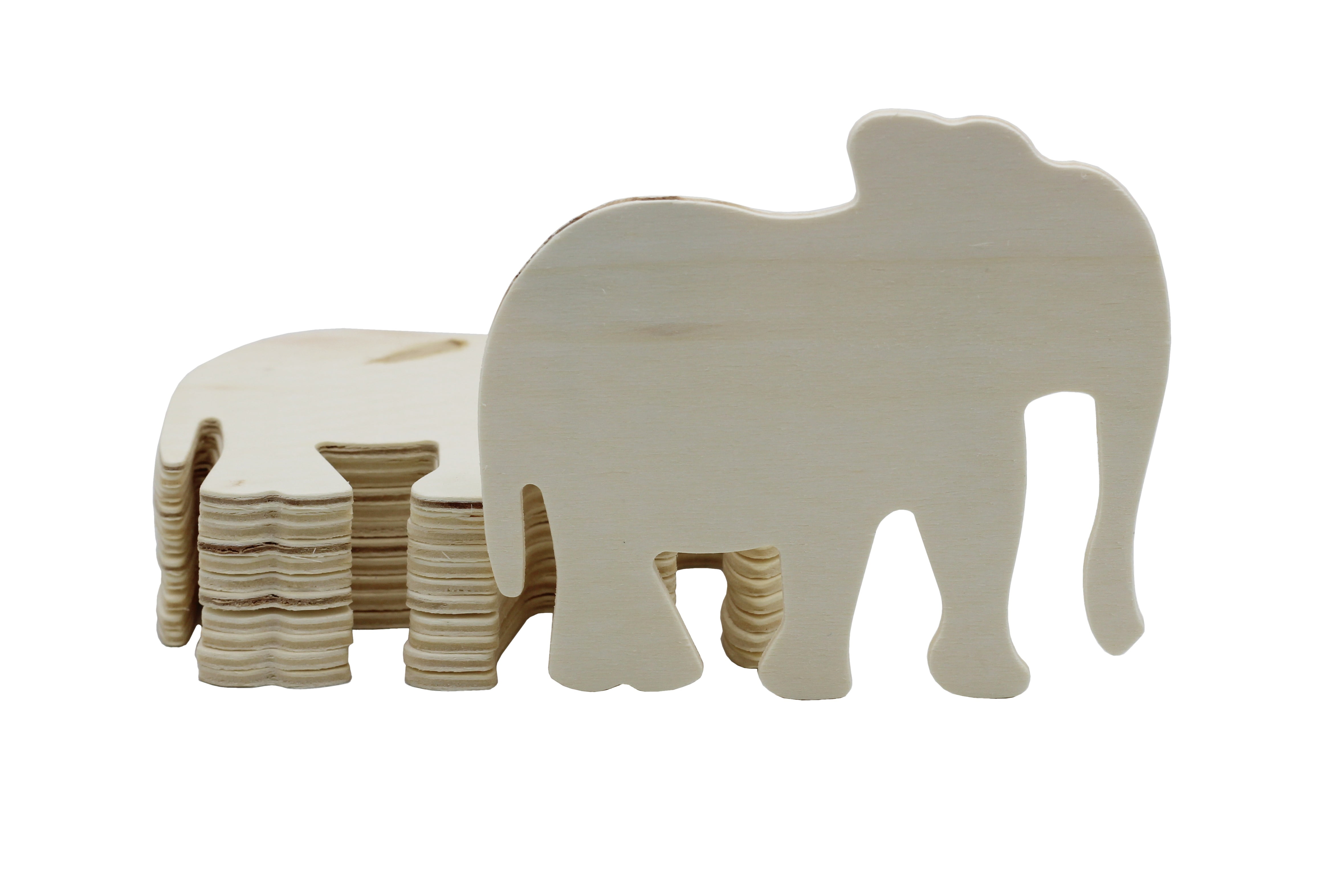 Creative Hobbies 4 Inch Unfinished Wooden Elephant Shapes, Ready to Paint or Decorate | 24 Pack ...